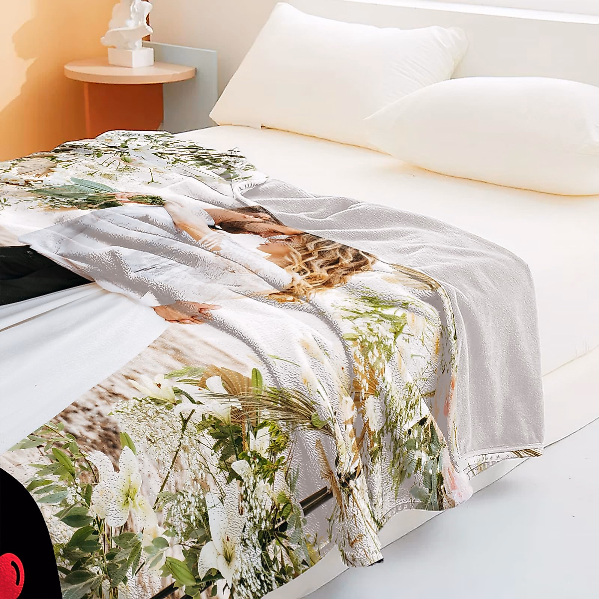 Aeekdook Custom Blanket with Picture, Picture Blankets Customized for Wedding Birthday Anniversary, Custom for Him Her, Picture Blankets Customized(1 Photo with Text)