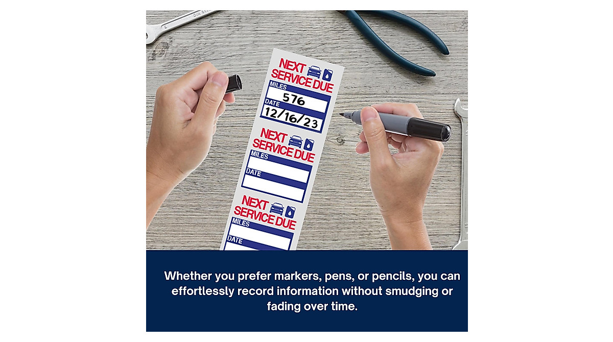 Oil Change Stickers 300 Roll - Removable Vinyl Labels for Cars
