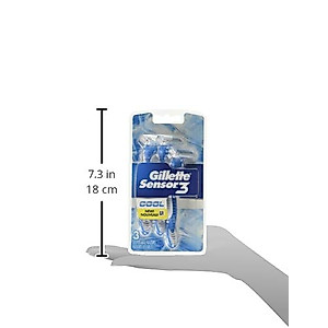Gillette Sensor 3 Mens Cool Razor Disposable, 3count