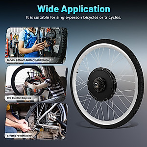 PIAOCAIYIN 26" Electric Bike Conversion Kit, 48V 1000W Rear Wheel E-Bike Conversion Kit, Convert Bike to Electric Kit, Bicycle Conversion Kit with LCD Display, Aluminum Alloy Frame