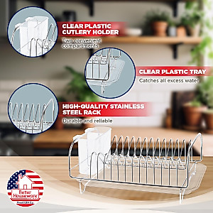 Better Houseware 3423 Compact Dish Drainer Set, Stainless 12" x 9" x 5"