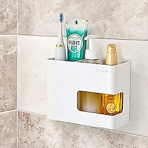 JOMOLA Hair Dryer Holder Adhesive Hair Styling Tool Organizer Bathroom Organizer Under Sink for Blow Dryer Storage Basket Wall Mounted for Cabinet Door White