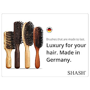 SHASH Everyday 100% Boar Bristle Hair Brush - Made in Germany | Suitable For Thin To Normal Hair, Firm, and Naturally Conditioning | Enhance Texture, Exfoliate, and Stimulate the Scalp