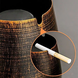 JIMS Outdoor Cigarette Ashtray with Lid, Indoor Stainless Steel Smokeless Ash Tray Windproof Smell Proof Odorless Home Ashtrays for Office Tabletop Garden Balcony Patio ( Retro,Medium), AB-01