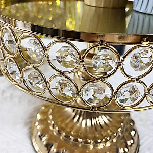 3PCS Cake Stand Set, Metal Round Cupcake Dessert Stand Cake Display Holder with Crystal Cookies Fruit Serving Tray Decor for Wedding Party Birthday (18K Gold)