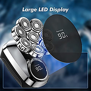 Bald Head Shaver, Upgrade 8D Floating Head Shaver for Bald Men,6-in-1 with Nose/Hair/Body Trimmer, Electric Razor Bald for Men IPX7 Waterproof, Wet/Dry Mens Grooming Kit,LED Display, USB Rechargeable