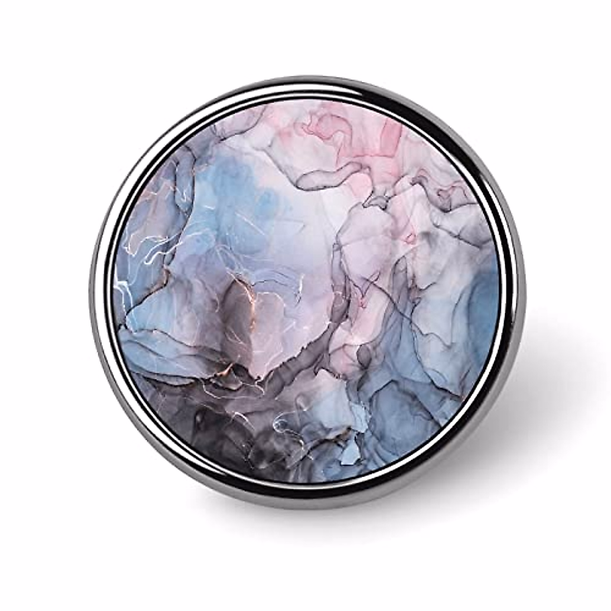 Mixing Acrylic Paints Modern Fluid Alcohol Ink Art Marble Stone Round Brooch Pin, Unisex Smooth Surface Lapel Tie Pin, Lightweight Badge Jewelry Crafts Decor for Costume Accessory Men Women
