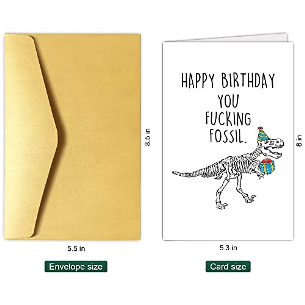 Chenive Funny Getting Older Birthday Card for Him Her, Rude Birthday Card for Man Women, Happy Birthday You F*cking Fossil
