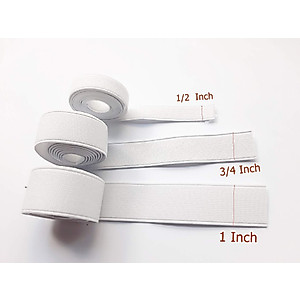 Mixed Size 3 Yards 1/2" 3/4" 1" White Flat Elastic Band Sewing Clothing Accessories Nylon Webbing Garment Trousers Costumes Craft DIY