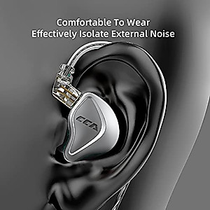 CCA NRA in-Ear Monitor,6.8mm Magnetostatic Driver+10mm Dynamic Driver HiFi in-Ear Earphone, Zinc Alloy Metallic Resin Housing HiFi Wired Earphone IEM Earbuds(No Mic, Silver) …