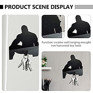 TEHAUX 2 pcs Art Wall Heavy Unique Storage Man Mounted Home Iron Towel Wrought Doorway Black Decorative Human-Shaped Shaped Decoration Clothes-Hook Clothes Funny Chic Duty Shape