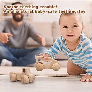 TOY Life Wooden Toys Cars, Montessori Toys for Babies 0-6-12 Months, Rattle Toy Cars for Toddlers 1-3, Christmas Wooden Baby Toys Gift 1 Year Old, Baby Boy Nursery Decor, 1 Year Old Boy Birthday Gift