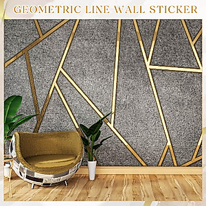 Hoolerry 24 Pcs 70.8 x 1.2 Inch Metallic Line Wall Decals Peel and Stick Adhesive Tile Stickers Washi Tape Wall Tape Mirror Tape Graphic Tape for Home Wall Crafts Decoration (Gold)