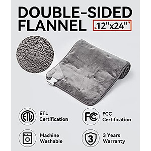 Warm Storm Heating Pad for Back Pain Relief,12"x24" Flannel Electric Heating Pads for Cramps with 5 Heat Settings, Auto-Off Moist Dry Heat Options Washable (Include Spray Bottle, Non-Woven Fabric)