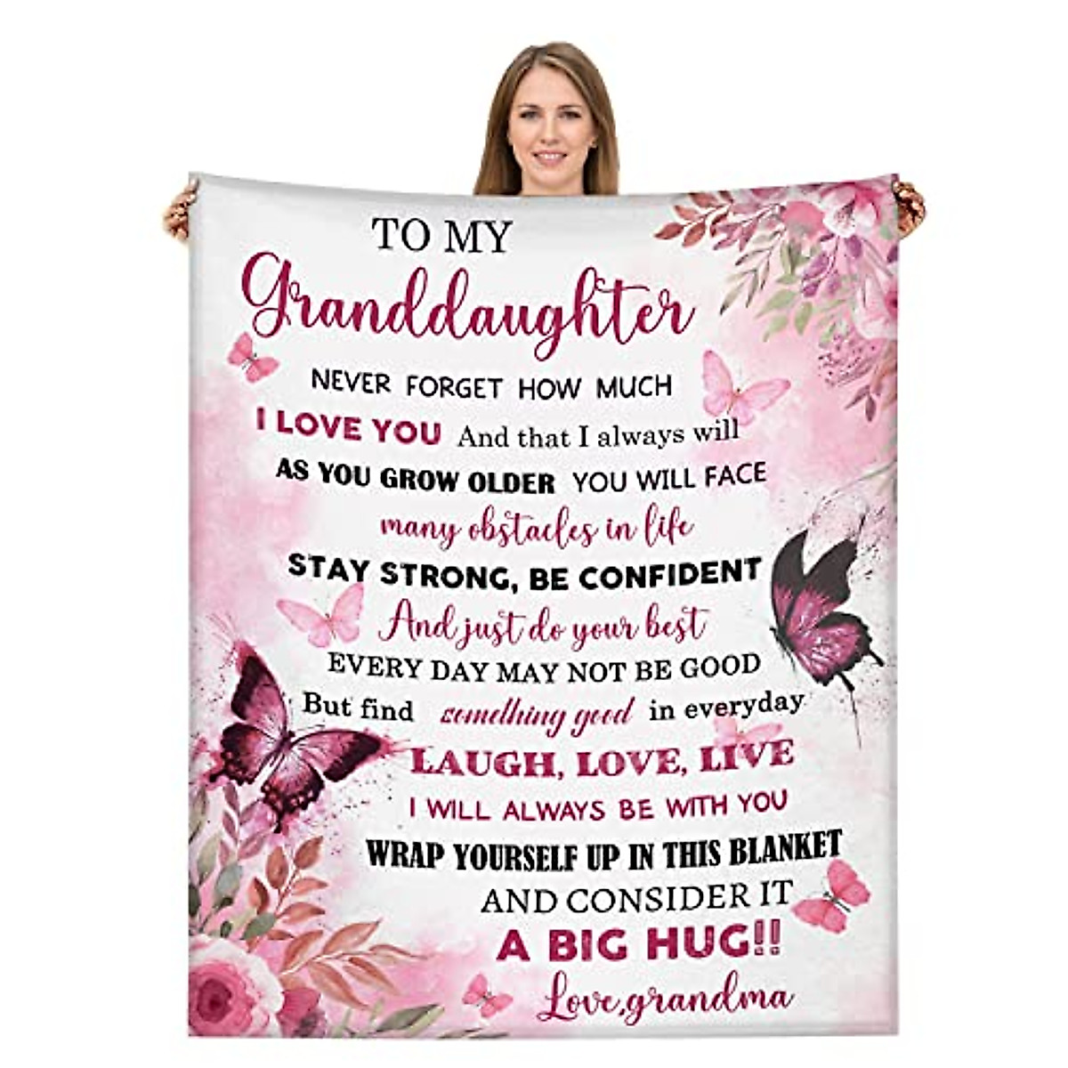 RIEDIOVS Granddaughter Gifts Blankets-to My Granddaughter Blanket-Granddaughter Gifts from Grandma-Birthday for Granddaughter 60" x 50" Throw Blanket -1
