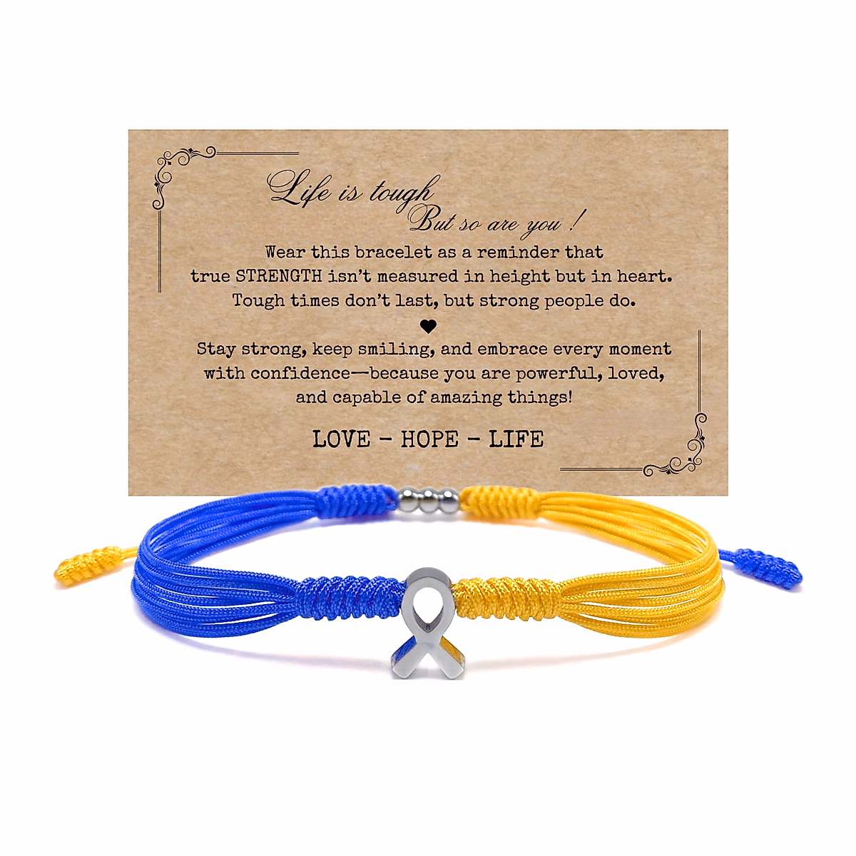 HARACRAFT Down Syndrome Awareness Bracelet, Bracelet For A Cause, Awareness Ribbon Bangle, Health Wristband for Protection Surfer String Bracelet for Men, Women (Down Syndrome)