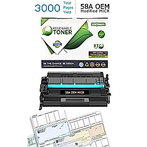 RT MICR Compatible Replacement for 58A CF258A 258A OEM Modified Toner | Laser Pro M404n M404dn M404dw MFP M428fdw M428fdn M428dw M404 M428 | 58X CF258X Check Printer Cartridge