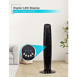 Black + Decker 36 inches Digital Tower Fan with Remote, Black