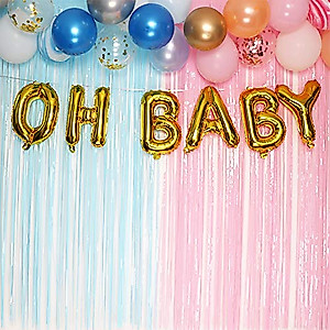 Pastel Fringe Curtains 3.2 ft x 6.6 ft Baby Shower Gender Reveals Party Decoration Party Photo Backdrop (Pink/Blue)