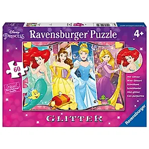 Ravensburger Disney Princess Heartsong Glitter Jigsaw Puzzle - Unique 60 Piece Puzzle for Children | Anti-Glare Surface | Skill Development Toy | Perfect Christmas or Birthday Gift