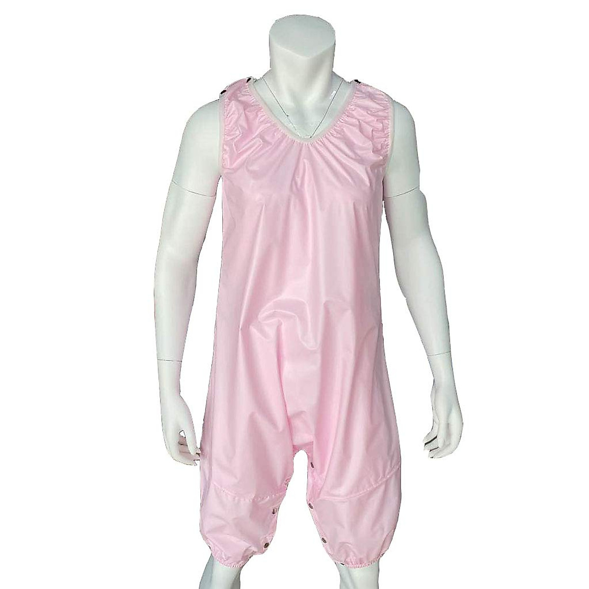 Haian PVC AB Unisex Snap Through Crotch Romper (3X-Large, Baby Pink)