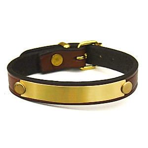 Big Dee's Tory Leather Custom Leather Bracelet With Brass Plate Engraved Light Oil (Oak Bark)