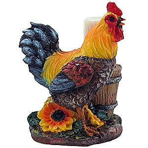 Farm Rooster and Old Fashioned Water Pail Toothpick Holder Set Figurine in Country Kitchen or Bar Chicken Decor, Sculptures and Statuettes and Rustic Gifts for Farmers