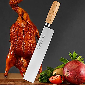 GAINSCOME Stainless Steel Chinese Chef's Knife Sharp Cleavers Slicing Knife Peking Duck Knife Beech Handle Watermelon Fruit Knife