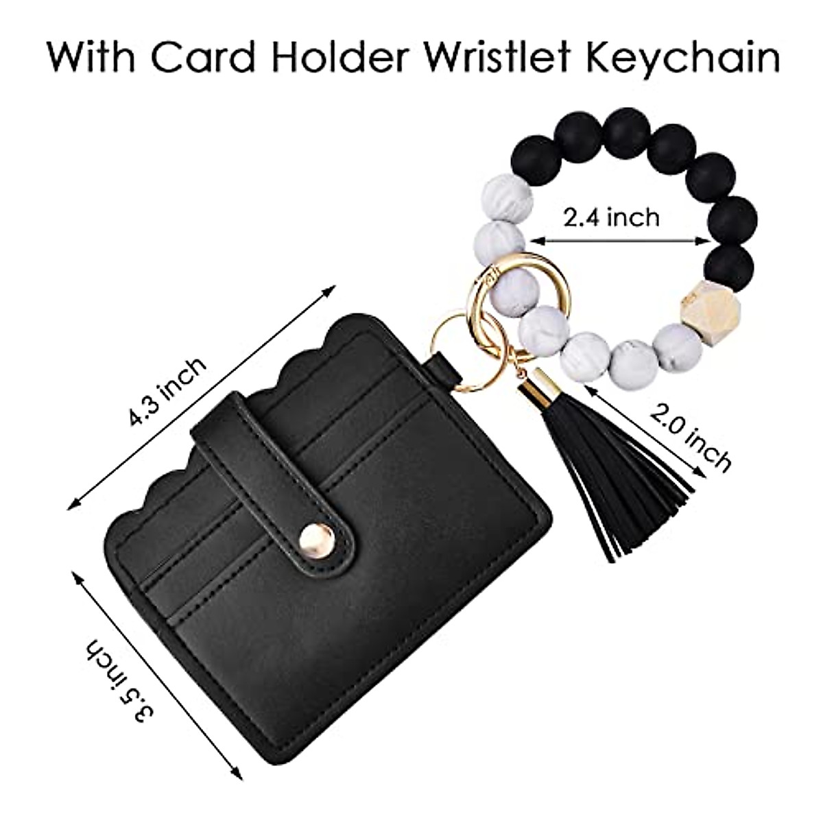 Case for Airpods 3rd Generation (2021), Filoto Cute Apple Airpod 3 Case Cover for Women Girls, Silicone Case with Wristlet Bracelet Keychain Credit Card Holder Purse Accessories (Black)