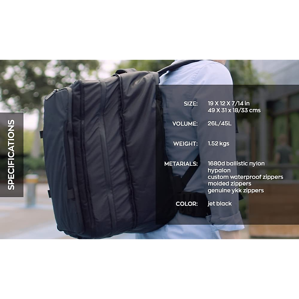 Taskin NEW FLYT | Expandable Large Travel Backpack w/ Laptop Section & Waterproof Zippers | 26L/45L Capacity