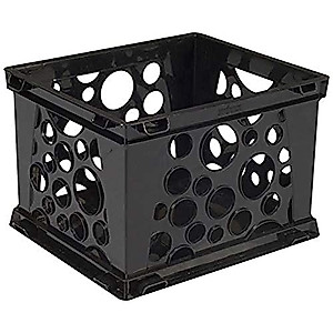 Storex 1466435 Mini Stackable Storage Crate, 9" x 7-3/4" x 6.375" Size, Black