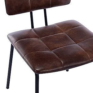 Duhome PU Leather Dining Chairs Set of 2, Breathable Faux Leather Upholstered Kitchen Chairs with Backrest, Metal Dining Chair Suitable for Dining Room Kitchen Counter Island Bar, Darkbrown