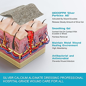 OPTITEKNIK Ag Silver Calcium Alginate Wound Dressing Pads 4"x4" Pack of 10, Soft Silver Dressings for Wound Care, Gentle Highly Absorbent Dressing, Non Stick Gauze Pads for Wounds