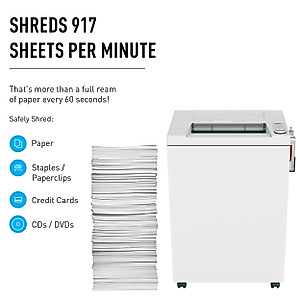 ideal. 4002 Cross-Cut Centralized Office Paper Shredder with Automatic Oiler, Continuous Operation , 24 to 26 Sheet, 44 gallon Bin, Shred Staples/Paper Clips/Credit Cards/CDs/DVDs, P-4 Security Level