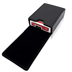 Luck Lab Single Deck Leather Playing Card Case/Holder - Black- Fits Poker and Bridge Size Cards