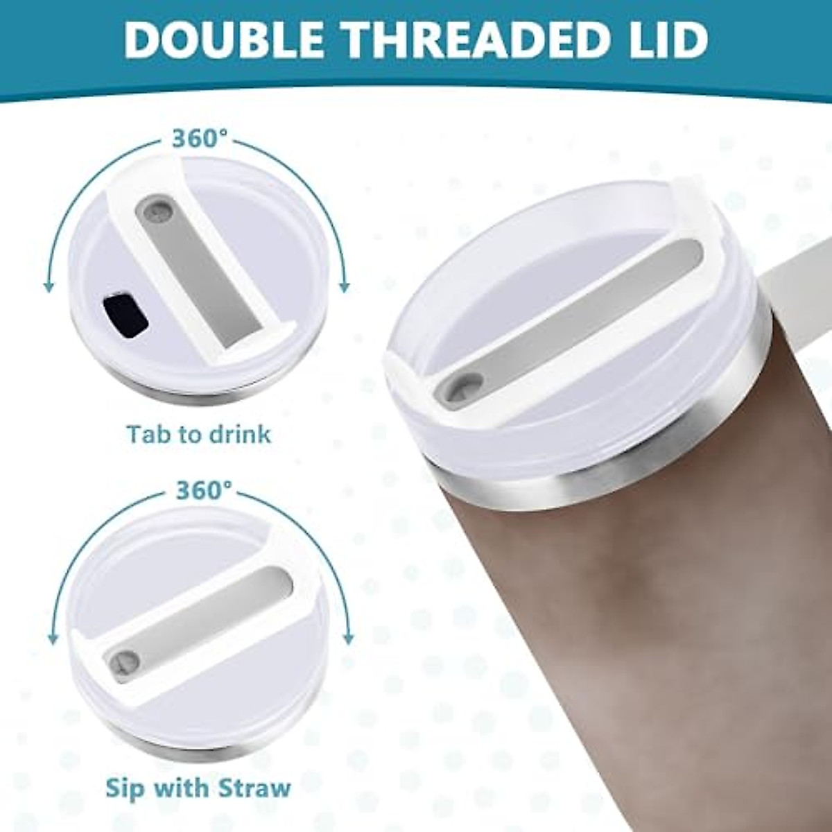 RPLIFE Coffee Brown 40 Oz Tumbler with Handle, Stainless Steel Cups with Lid, Tea Tumbler