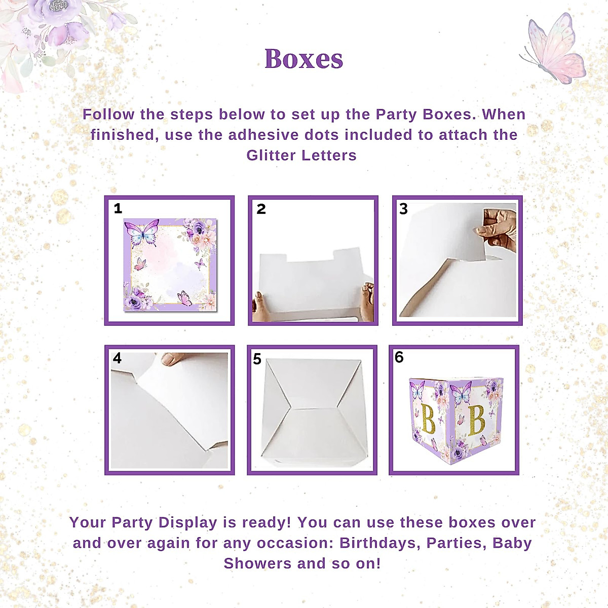 195 Pc Butterfly Baby Shower Decorations for Girl with Pink and Purple Butterfly Balloon Arch Kit, Baby Girl Boxes, Backdrop, Tablecloth, Sash, Cake and Cupcake Toppers, Crown and more