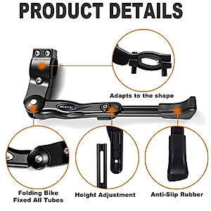 MEXITAL Adjustable Bicycle Kickstand, Bike Side Support Kick Stand for 24-28 Inch Mountain Bike/Road Bike/BMX/MTB MF-1