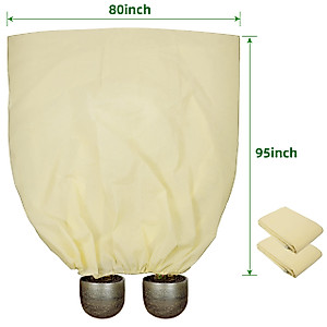 85”(W)x95”(H) Plant Covers Freeze Protection, 2.8oz/yd² Winter Frost Covers for Outdoor Plants,1 Pcs Extra Large Tree covers with Zipper Drawstring, Protect Plants from Cold, Frost, Wind, and Pests