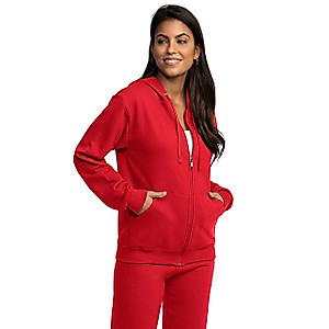 Fruit of the Loom Eversoft Fleece Hoodies, Pullover, Moisture Wicking & Breathable, Sizes S-4x, Red Full Zip, Medium