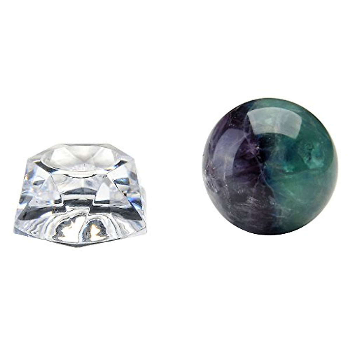 Jovivi 1.2"(30mm) Natural Fluorite Healing Crystal Ball Gemstone Sphere Divination Sculpture Figurine with Acrylic Stand for Decorative