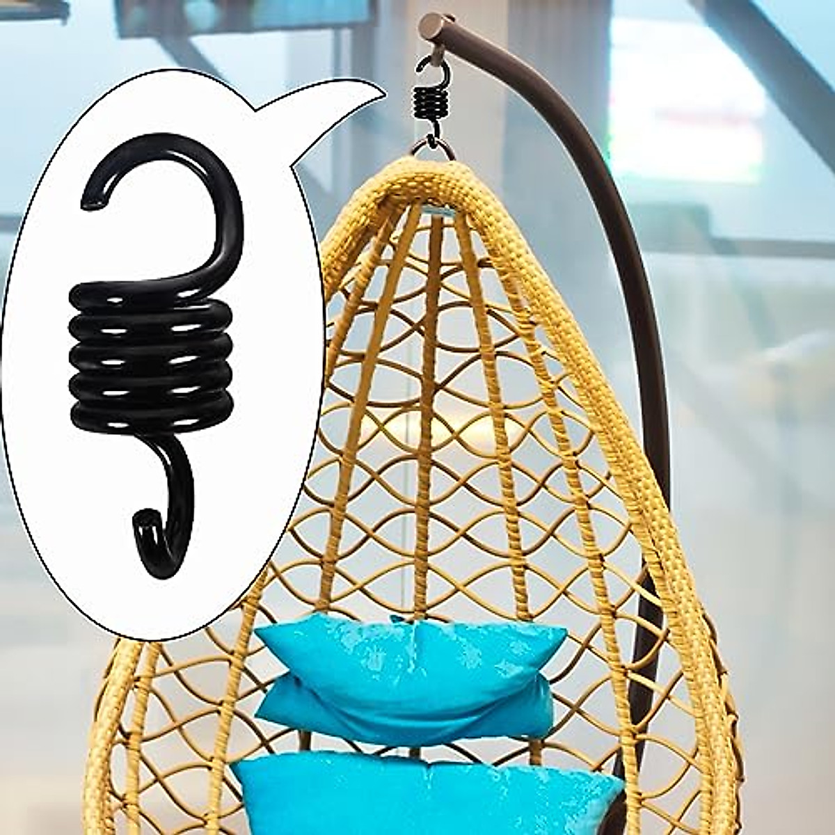 Porch Swing Springs, Black Patio Swing Parts Porch Swing Springs Heavy Duty 2 Pack for Patio Swing Hanger, Hammock, Boxing Bag, Egg Chair