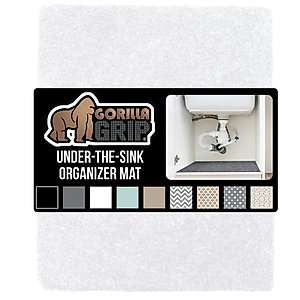 Gorilla Grip Drawer Liner and Under Sink Mat, Drawer Liner Size 12x30, and Under Sink Mat Size 24x30, Both in White, 2 Item Bundle