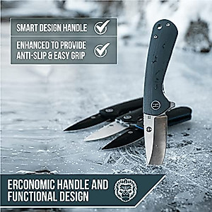 Holtzman's Gorilla Survival Folding Knife D2 Steel Blade G10 Tactical Handle Pocket Folding Knife EDC Giftset for Men (Silver and Black)