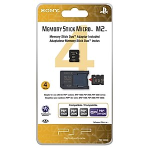 4GB Memory Stick Micro Media + M2 Duo Adaptor