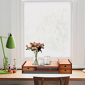 DNYSYSJ Computer Monitor Stand,27L*9W*7H,Laptop Stand Shelf w/2 Drawer,Bamboo Computer Riser,Office Desktop Laptop Support Shelf Organizer for PC Screen/TV Stand