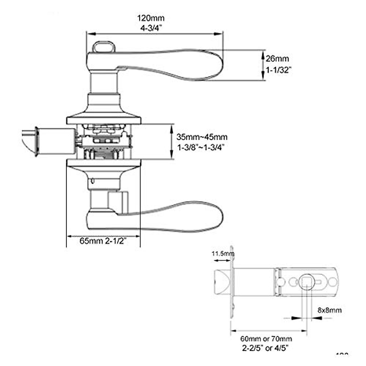 Goldentimehardware Privacy Lever Door Handle [Thumb Turn Lock on The Inside] for Bedroom or Bathroom with Polished Brass Finish, Reversible for Right & Left Side,Ware Door Lever Interior Door Lock