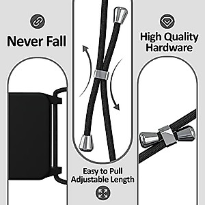 blaspins Crossbody Strap Phone Case for iPhone 13 Pro Max, Adjustable Rope, Belt Neck Lanyard, String Detach Lanyard, Drop Proof Sturdy, Wrist Hand Free Protective Cover 6.7 inch 13 Pro Max - Black