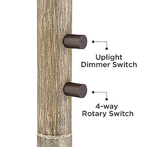 Franklin Iron Works Plymouth Rustic Farmhouse Torchiere Floor Lamp Standing 3-Light Dimmable 72" Tall Bronze Faux Wood Metal Mica Cone Shade Decor for Living Room Reading House Bedroom Home Office