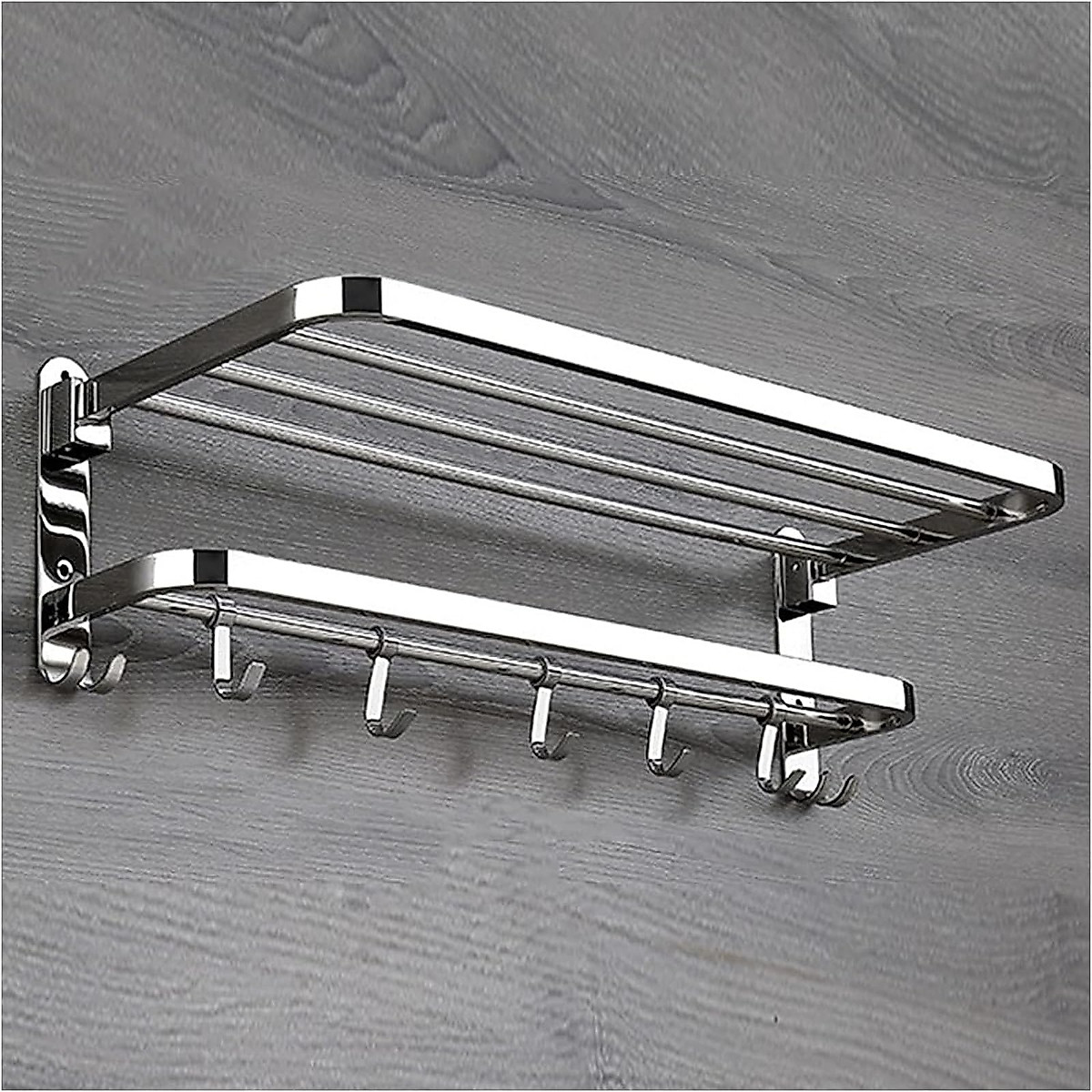 Bathroom Shelf Wall Floating Bathroom Bathroom Towel Shelf with Foldable Towel Bar Holder and Towel Hooks Wall Mounted Multifunctional Double Towel Bars Brushed Nickel Floating Shelves Corner Shower